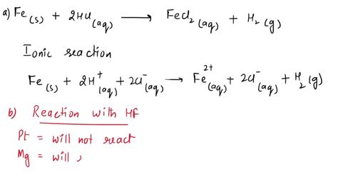 Solved Write The Net Ionic Equation For The Reaction Of Iron With