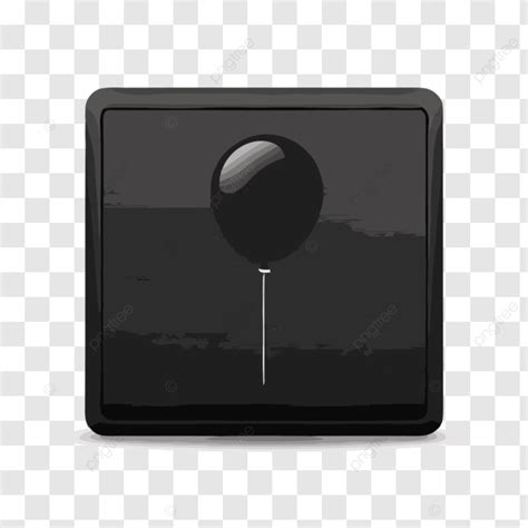 풍선 상징 기호가 있는 검정색 사각형 버튼 벡터 흰색 배경에 헬륨의 단순한 검은색 아이콘 그림자 없음 작은 프레임 중앙 Png 일러스트 및 벡터 에 대한 무료