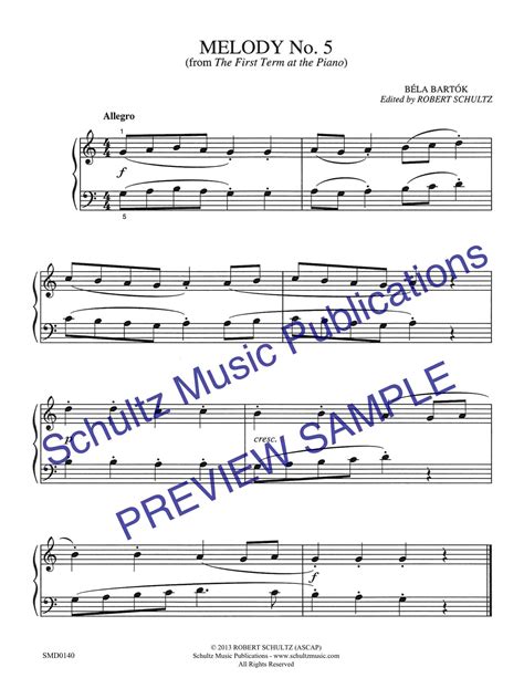 Melody No 5 Schultz Music Publications