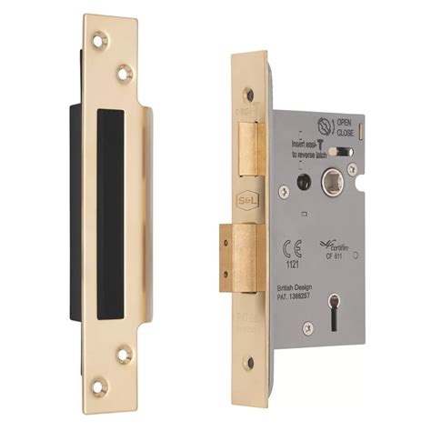 Smith And Locke 5 Lever Polished Brass Architectural Sash Lock 65mm Case