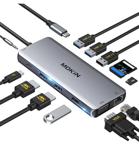 Usb C 도킹 스테이션 듀얼 모니터 듀얼 Hdmi 어댑터 12 In 1 티몬