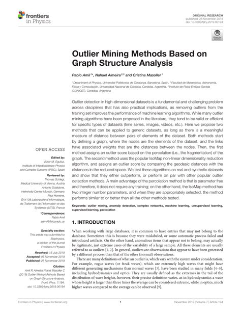 Pdf Outlier Mining Methods Based On Graph Structure Analysis