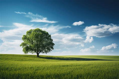 Pure Nature Landscape Single Tree in Green Field Free Stock Photo ...