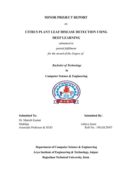 final report plant desease plag 7 mini project aditya jasrai minor project report on citrus
