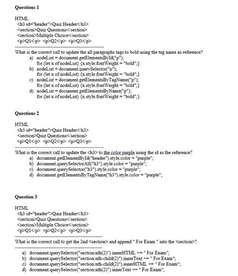 Solved Questions Html H Id Header Quiz Header Chegg