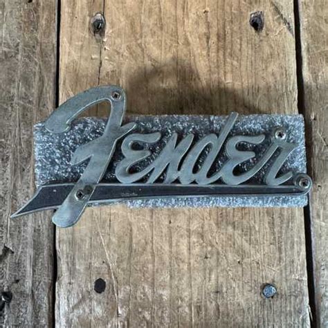 1960 Fender Amplifier Logo Flat Brown And White Amps W Screws Amp Parts Mahars Vintage Guitars