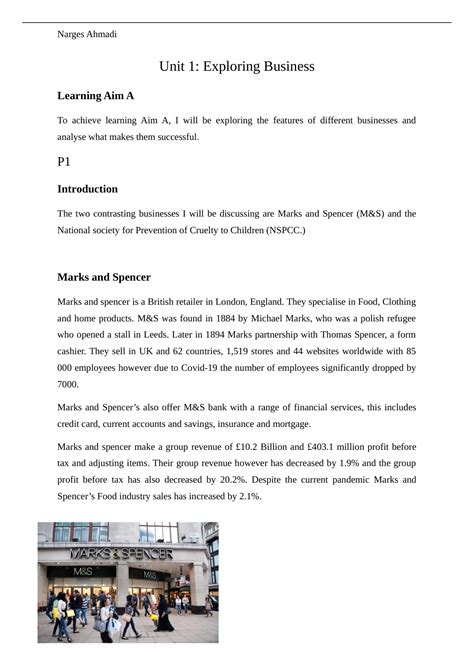 P1 BTEC Business Level 3 Unit 1 Exploring Business BTEC Nationals