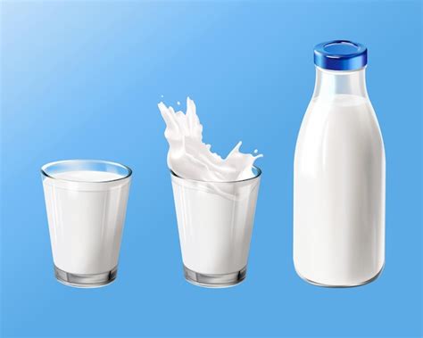 Premium Vector Set Of Milk Glasses And Bottle
