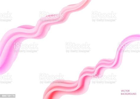 3 차원 파도 세트 또는 밝은 분홍색 곱슬 Ribbo와 함께 화려한 배경 0명에 대한 스톡 벡터 아트 및 기타 이미지 0명 3차원 형태 곡선 Istock