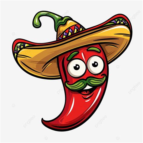 Cartoon Chilli Pepper Wearing Sombrero Hat Hat Clipart Cartoon