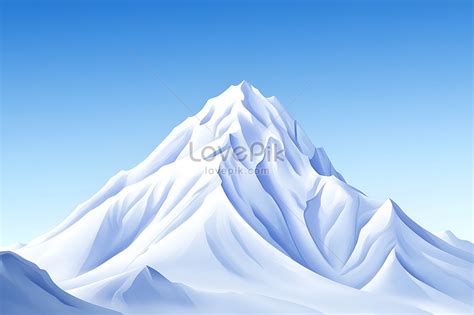 눈 덮인 산과 푸른 하늘 아래 우뚝 솟은 봉우리 일러스트 무료 다운로드 Lovepik
