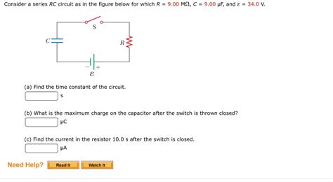 solved consider a series rc circuit as in the figure below