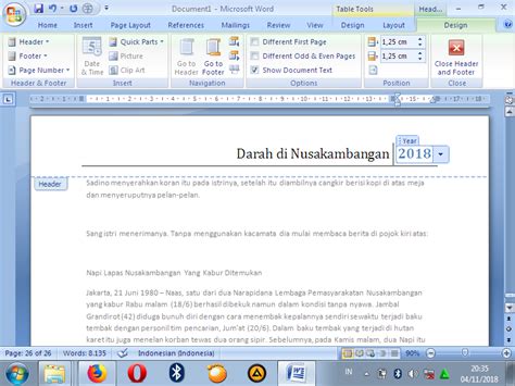 Cara Membuat Header Footer Pada Cerpen Buku Wellcome