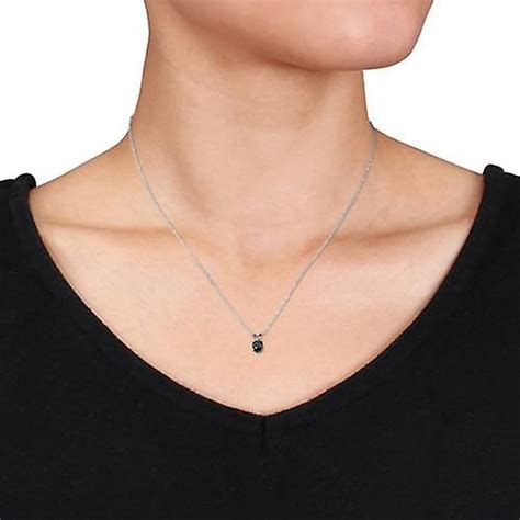 CT schwarzer Diamant Solitär Anhänger Halskette in Weissgold auf einer Zoll Kette Fruugo DE