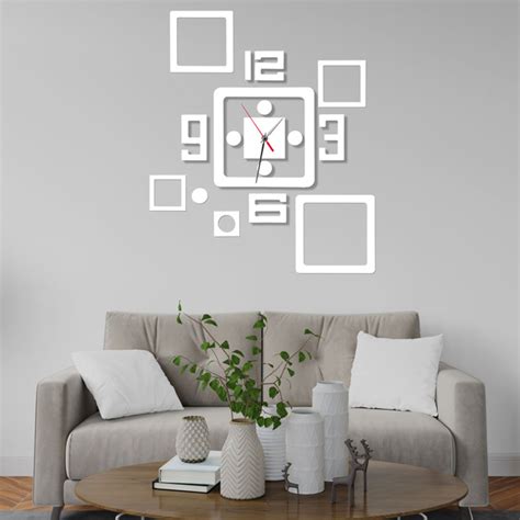 Часы настенные интерьерные бесшумные 3д самоклеящиеся Каре 4 00201wt купить по низкой цене