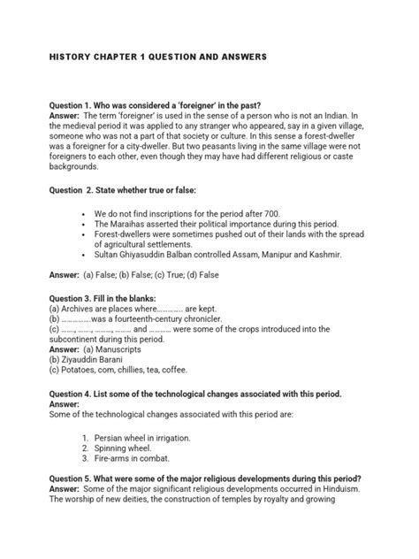 History Chapter 1 Question And Answers Pdf