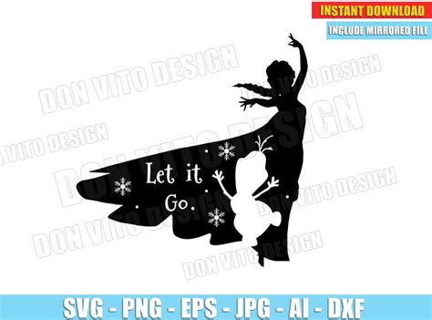 Frozen Elsa Olaf Let It Go SVG Dxf Png Disney Movie Princess Snow
