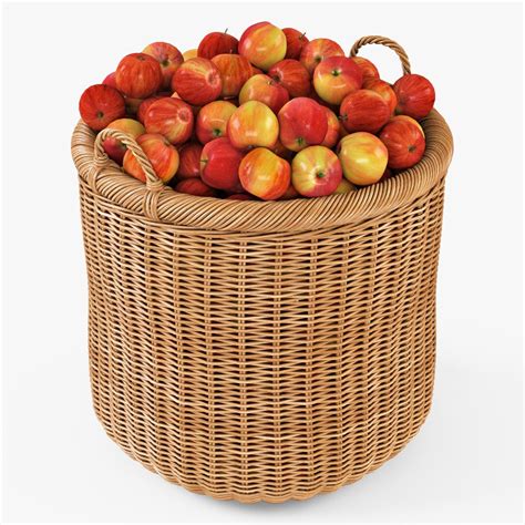 고리버들 바구니 07구운 귀리 색 사과 포함 3d 모델 49 Max Obj Fbx Free3d