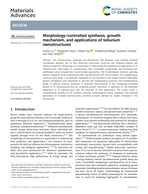 PDF Morphology Controlled Synthesis Growth Mechanism And