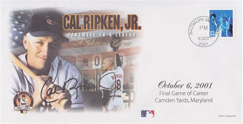 CAL RIPKEN JR LAST GAME CAMDEN YARDS STAMPED POSTMARKED 10 6 01 ENVELOPE COVER EBay