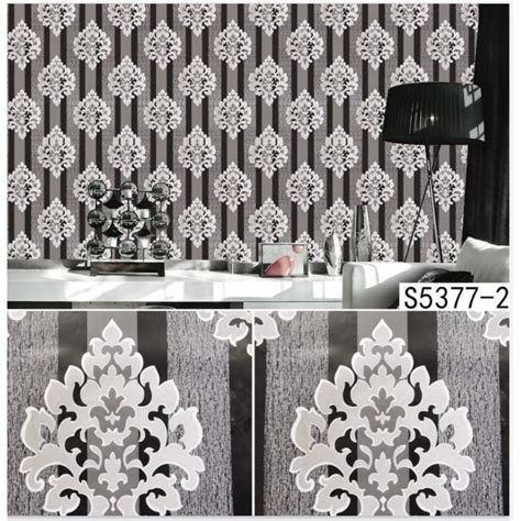 Jual WALLPAPER DINDING STICKER MOTIF BATIK HITAM SILVER SALUR
