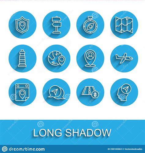 Set Line Travel Planning Calendar Infographic Of City Map Navigation Location Shield Toll