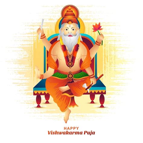 Gelukkig Vishwakarma Puja Illustratie Vakantie Kaart Achtergrond