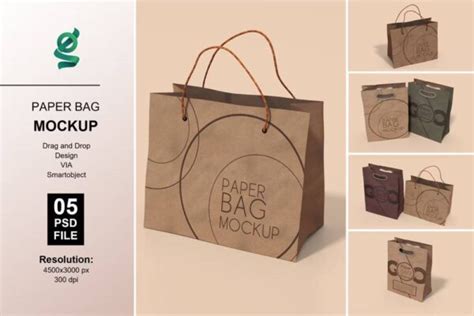 5118 时尚便携牛皮纸手提包装袋设计展示 PSD 样机Paper Bag Mockup GOOODME 果觅网gooodme