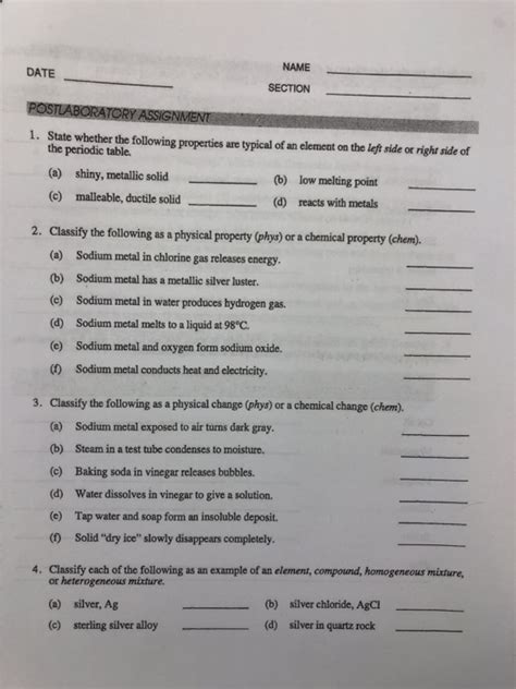 Solved Name Date Section Postlaboratcry Assignment 1 State