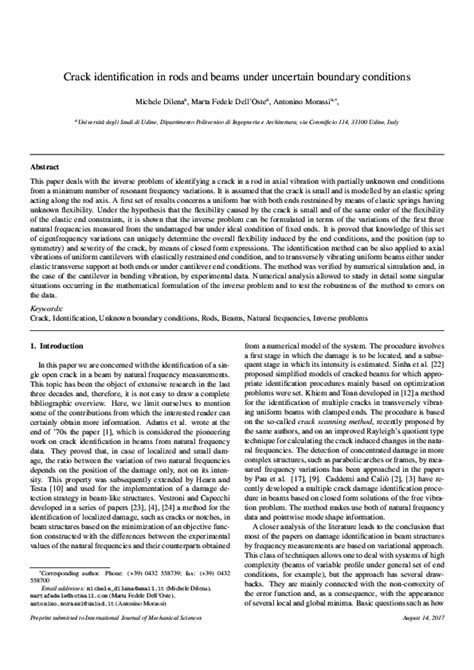 Pdf Crack Identification In Rods And Beams Under Uncertain Boundary