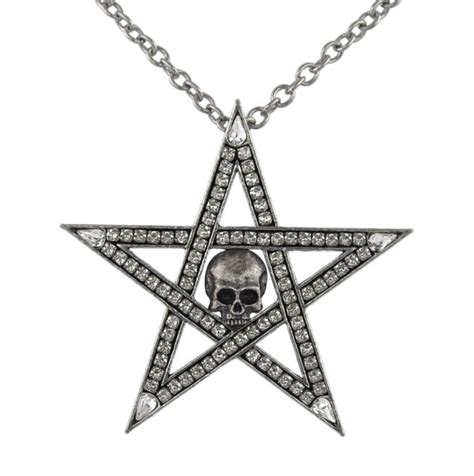 Crystal Witch Skull Pentagram Pendant Retired Alchemy Gothic Pentacle Amulet For Sale Online