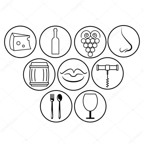 Vector Collection Of Wine Icons — Stock Vector © Katytutynina 103625434