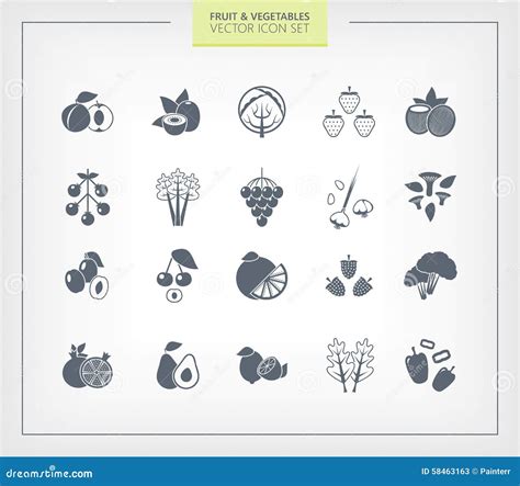 Fruit And Vegetables Icon Set Black Silhouettes Cartoon Vector