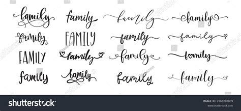 Family Vector Set Typography Text Inscription Stock Vector (Royalty ...