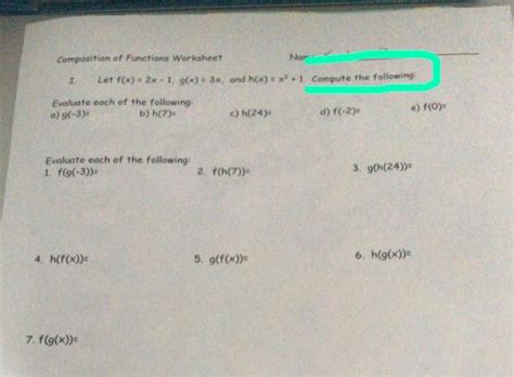 Composition Of Functions Worksheet Answers Kid Worksheet Printable