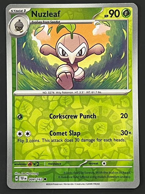 004162 Nuzleaf Pokémon Temporal Forces Common Reverse Jarvvos