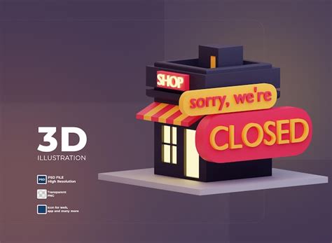 Premium Psd 3d Shop Open And Close Icon