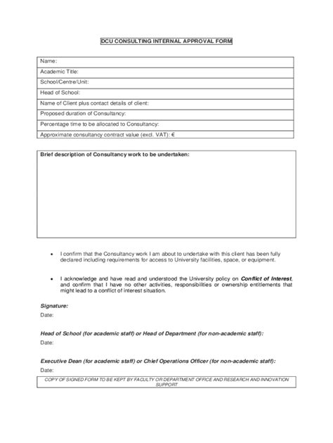 Fillable Online Dcu Consulting Internal Approval Form Fax Email Print