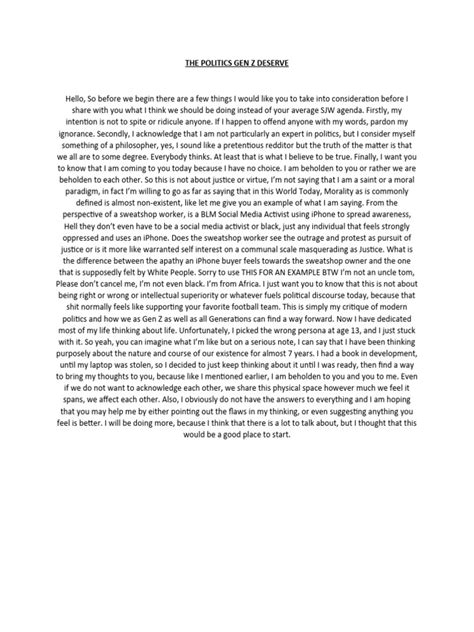 The Politics Gen Z Deserve Script Pdf Justice Crime And Violence