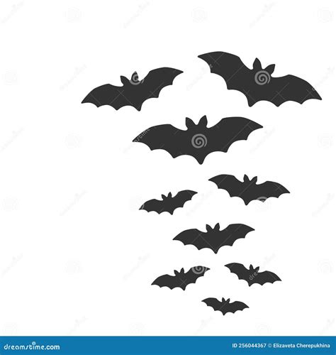 Halloween Flying Bats Flock Of Horrific Bats Halloween Symbol Cartoon