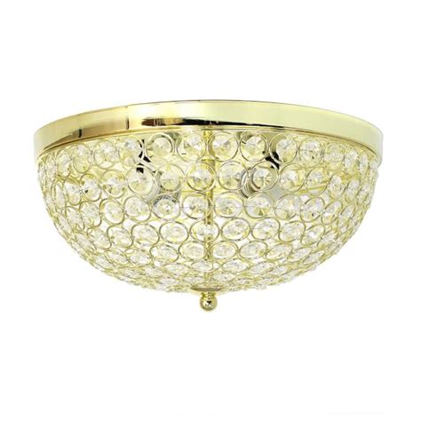 Elegant Designs 2 Light Elipse Gold Crystal Flush Mount Ceiling Light FM1000 GLD The Home Depot