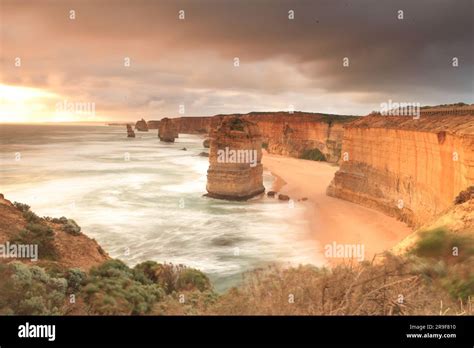 Gorgeous Dramatic Sunset At The Twelve Apostles On The Great Ocean