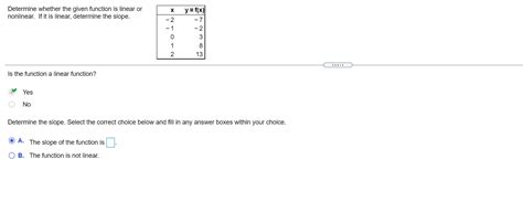 Solved х Determine Whether The Given Function Is Linear Or