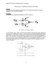 Experiment 6 Operational Amplifiers Pdf ECE 20700 Electronic Measurement Techniques