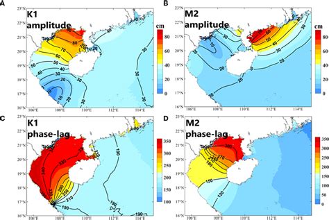 Cotidal Charts Of A B Tidal Amplitude Cm And C D Phase Lag