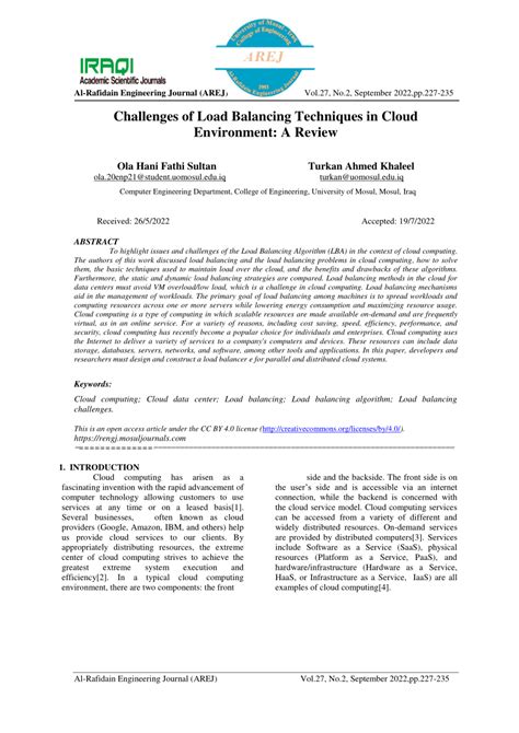 pdf challenges of load balancing techniques in cloud environment a