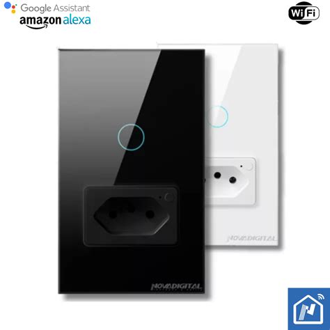 interruptor wifi inteligente 1 botão touch com 1 tomada 20a alexa