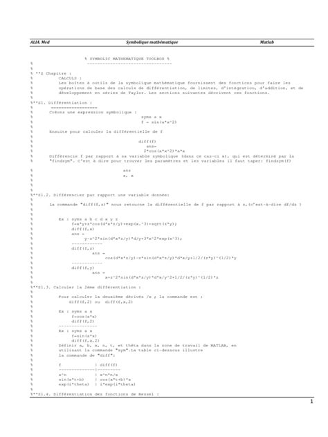 Symbolic Mathematique Toolbox Matlab Pdf Polynôme Matrice Mathématiques