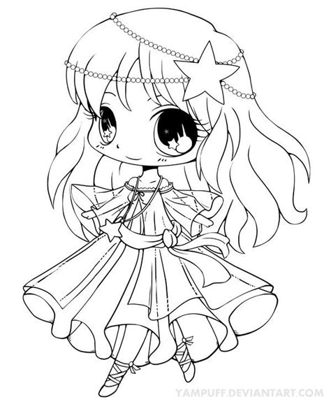 Yampuff Chibi Girl Coloring Page
