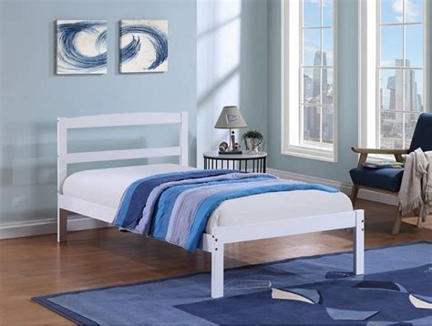 Double Platform Bed Solid Wood White Ameublement Beaubien